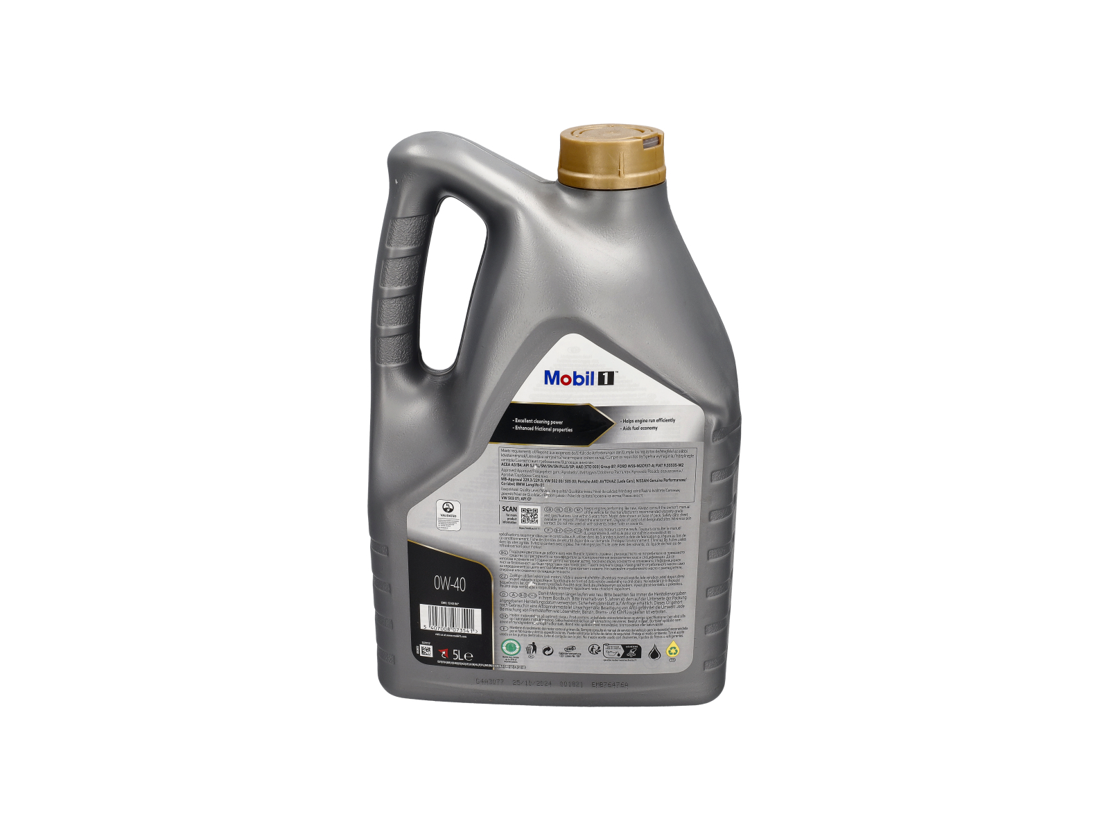 Mobil 1 Engine Oil 0W/40 Synt S - 5LTR 00004330521 00004330119 ...