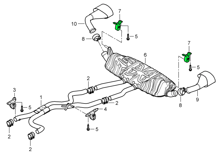 Support Bracket for Exhaust Rear Muffler Porsche Cayenne 95511122750 ...