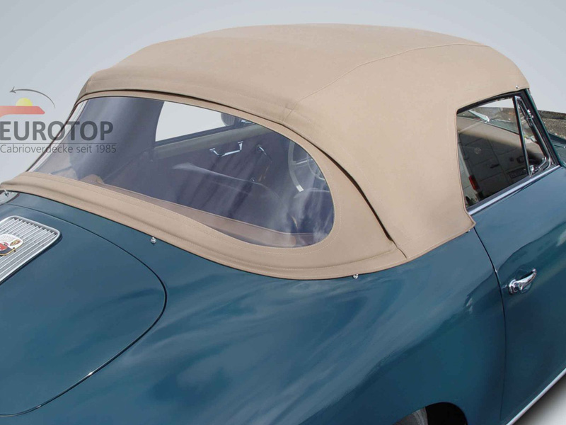 Eurotop Cabriolet hood with clear rear screen. Porsche 356 with grey ...