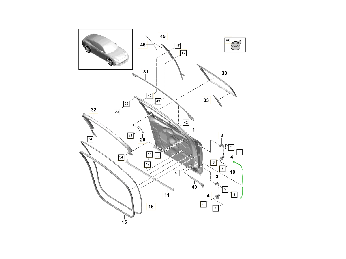 Porsche 971 Panamera Front door seal 971837773 971837774 - 9718377733 ...