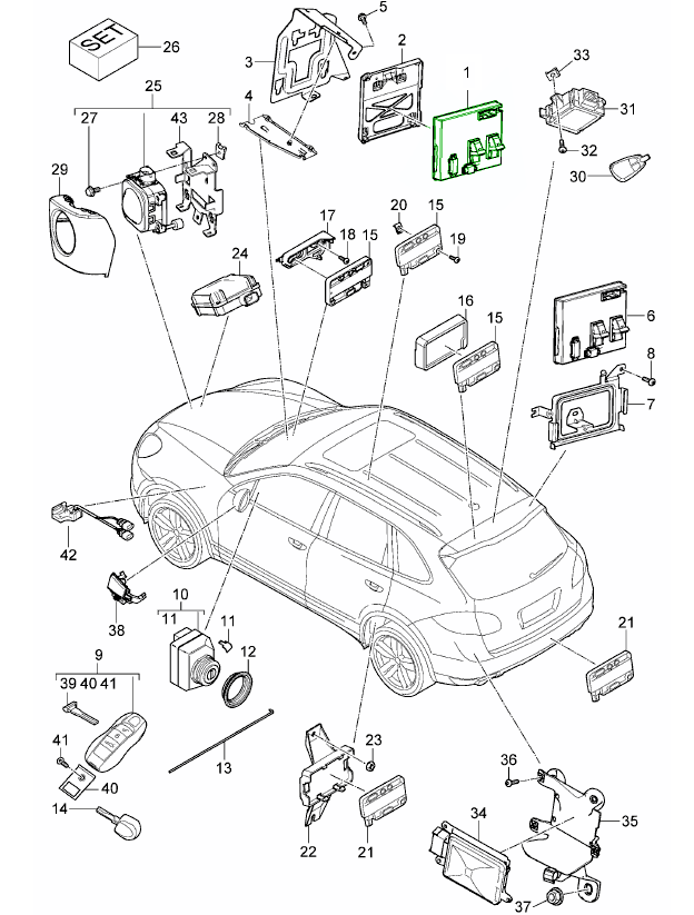 Porsche Cayenne Panamera Front body control unit 433.92 MHz7PP907064GJ ...