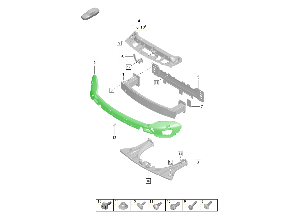 Front bumper plastic foam strip for Porsche 9J1.1 Taycan Cross Turismo ...