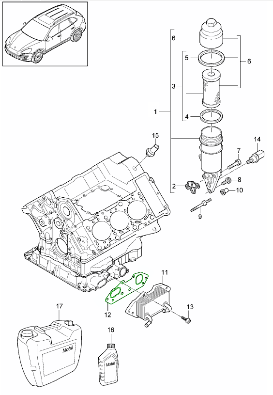 Porsche 958 Cayenne Engine oil cooler gasket 95810717500 - 95810717501 ...