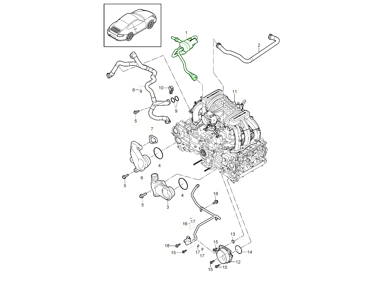 Porsche Engine Oil Breather Pipes | Crankcase Ventilation & Oil System ...