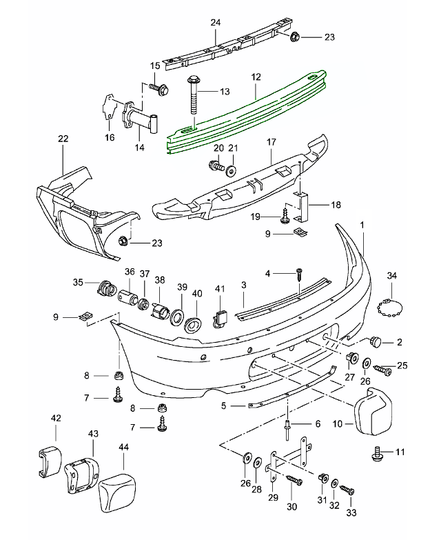 99650502100 Reinforcement Bar Rear for Porsche 996 1997-01 ...