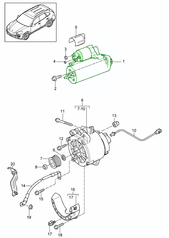 Porsche Cayenne Diesel Starter motor 95560410800 - 95560410800/1 ...