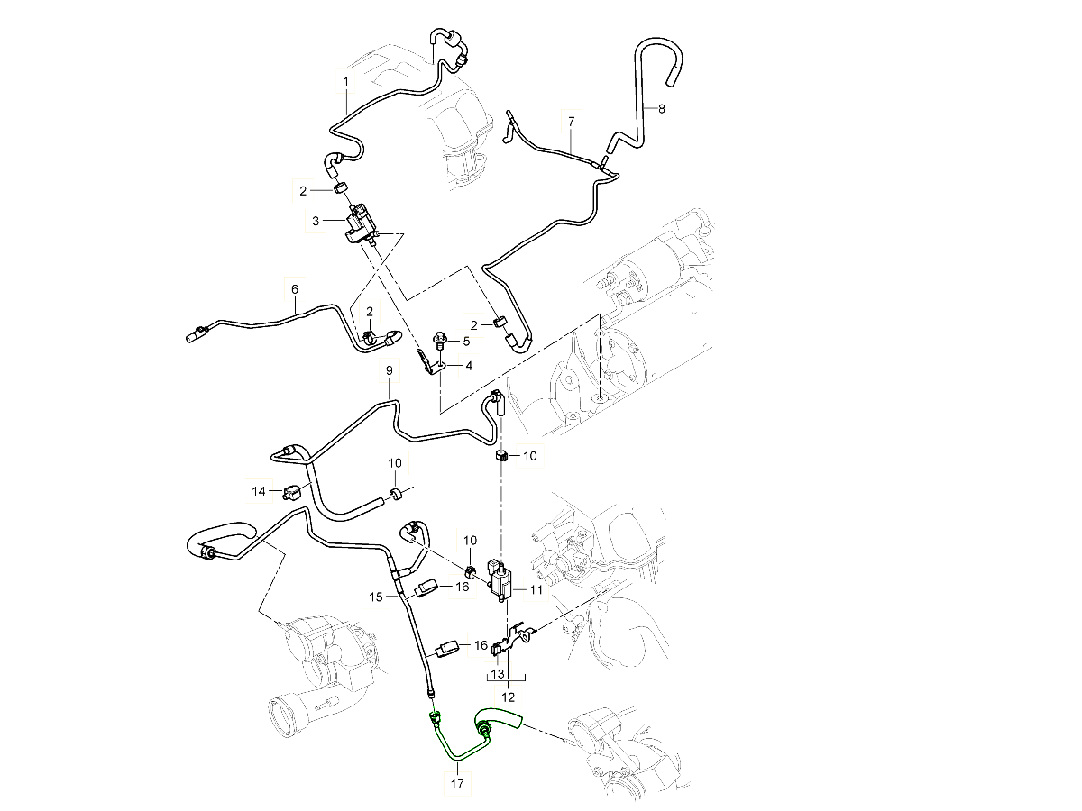 Porsche 957 Cayenne 4.8L Control line for intercooler 94811066856 ...
