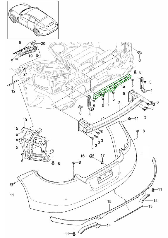 Panamera 970 Rear bumper retaining strip 97050564104 - 97050564104 ...