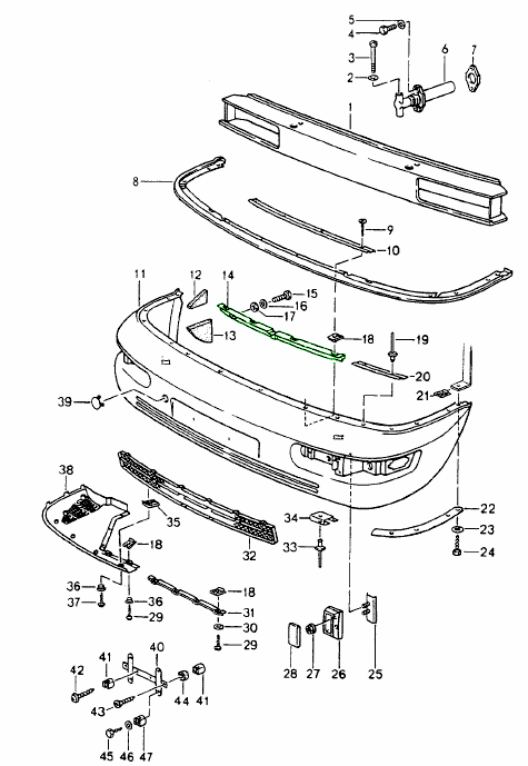 Porsche 964 Front Bumper Retaining Strip 96450503100GRV ...