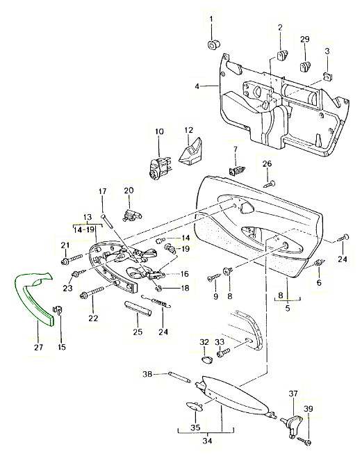 Original Porsche 99655598802 99655598902 Interior grab handle cover ...