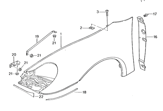 Protective film front wing. Porsche 996 turbo / GT2 - 99650453101 ...