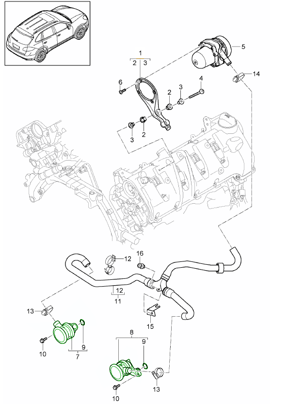 Porsche Cayenne Panamera Secondary air injection pump check valve ...