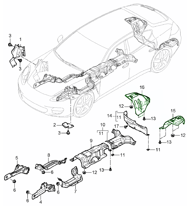 Original Porsche 97050455702 97050455802 Rear muffler heat shield for ...
