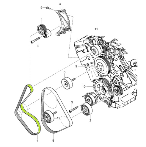 Porsche Cayenne 958 / Panamera HYBRID Drive Belt 95810225100 ...