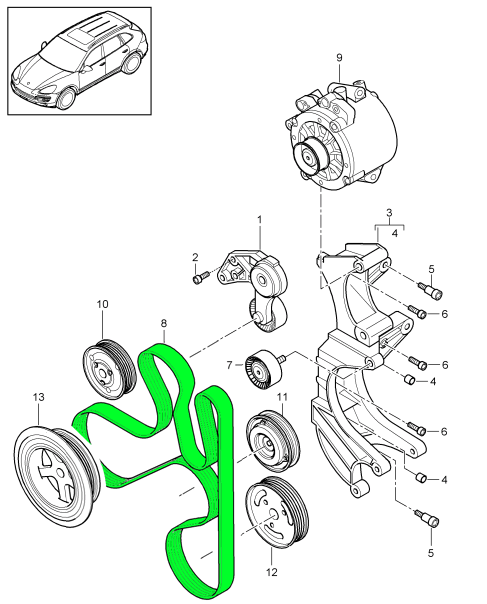 Buy Porsche Cayenne 9PA (955) 2003-2006 Cayenne 3.2L V6 2003>> Belts ...