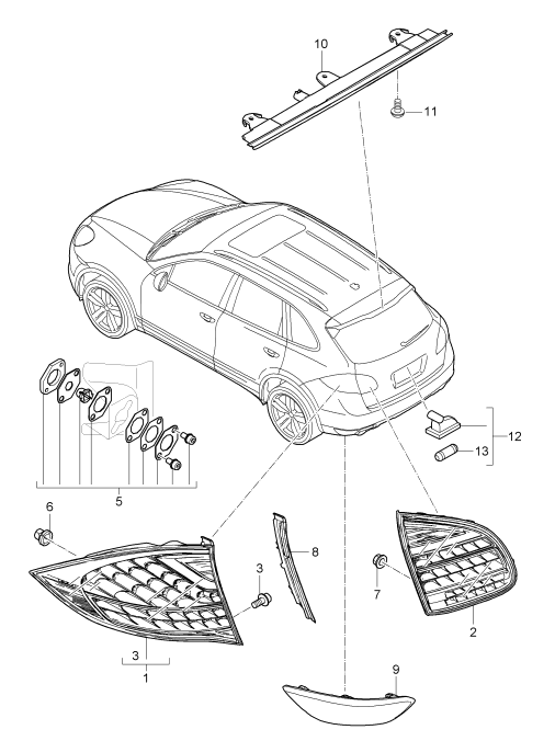 Porsche Cayenne Rear Reflector 95863110500, 95863110600 - 958945105 ...