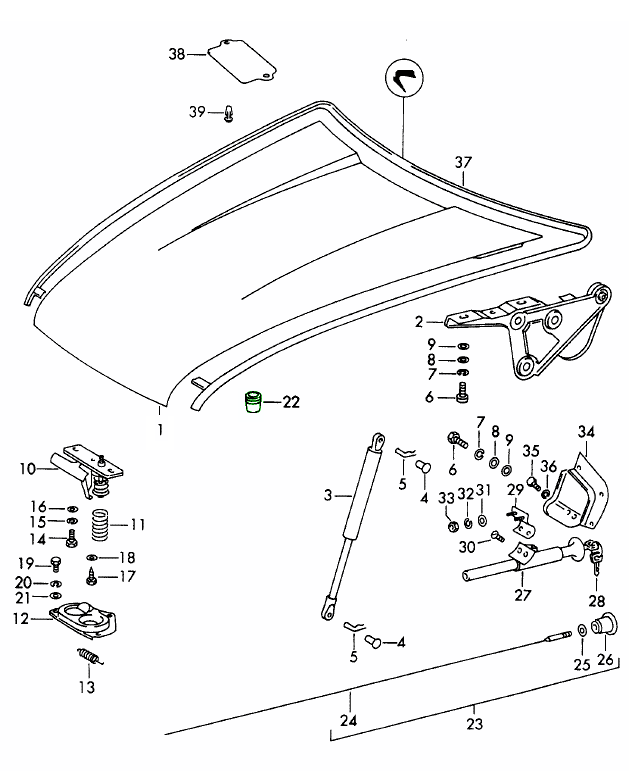 Porsche 911 912 Rubber stop for rear lid 99970303650 - 99970303650/1 ...