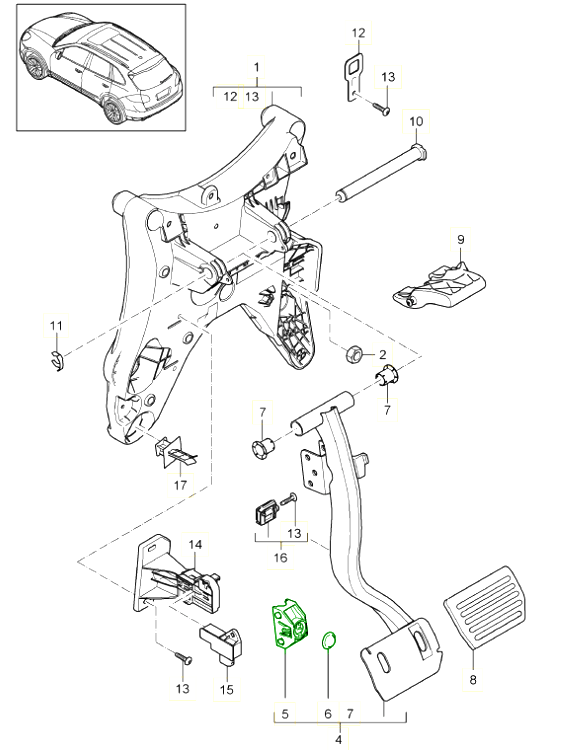 Original Porsche Push rod mounting for Porsche 958 Cayenne 1J0721165 ...