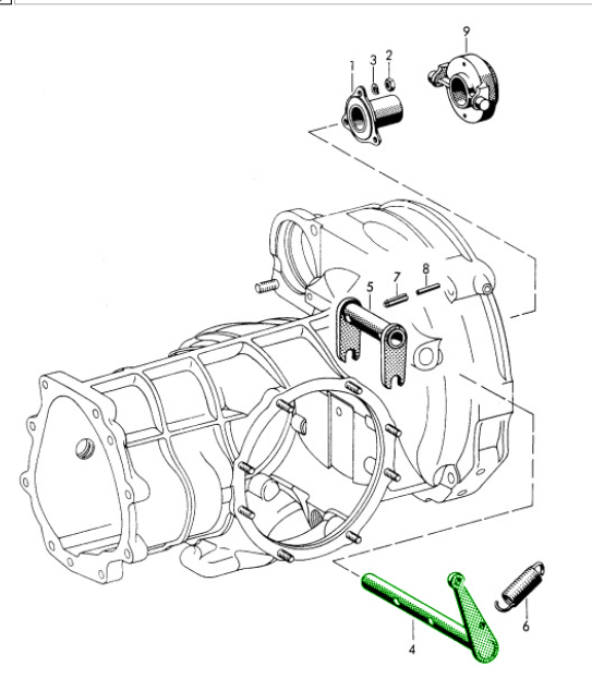 Porsche 356 Clutch lever shaft 74111607100 - 74111607100/1 | Design 911