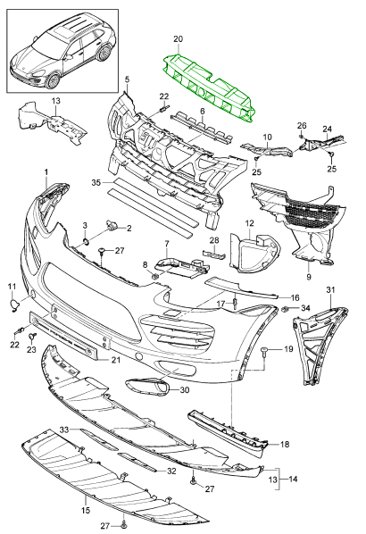 Porsche 958 Cayenne Turbo Front Bumper Foam part 95850555011 ...