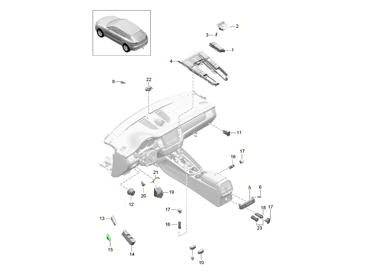 Door lock switch. Porsche Macan 95B >>2015 95B962125 95B962125A ...