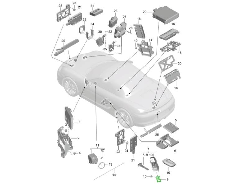 Eyelet For Handheld Transmitter. Porsche 918 / 981 / 982 / 991 ...