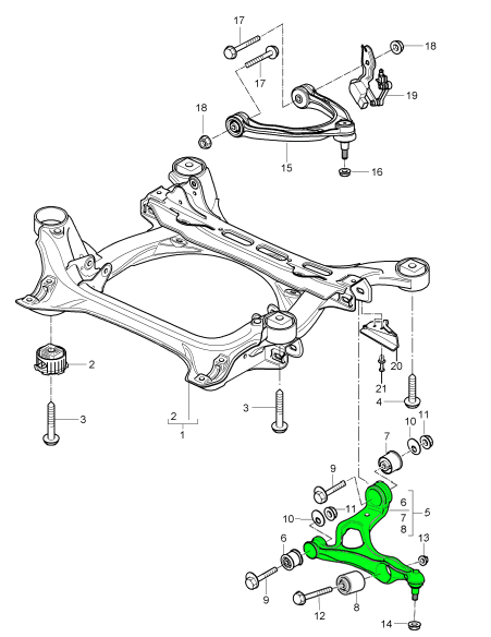 Original Porsche 95534101761 95534101861 Front lower wishbone for ...