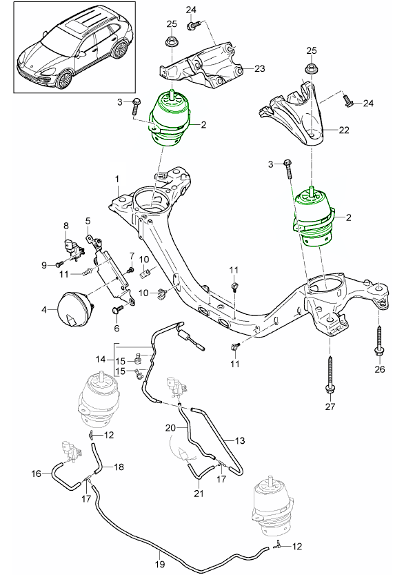 Porsche 958 Cayenne Diesel Engine mount 95837504960 - 95837504960 ...