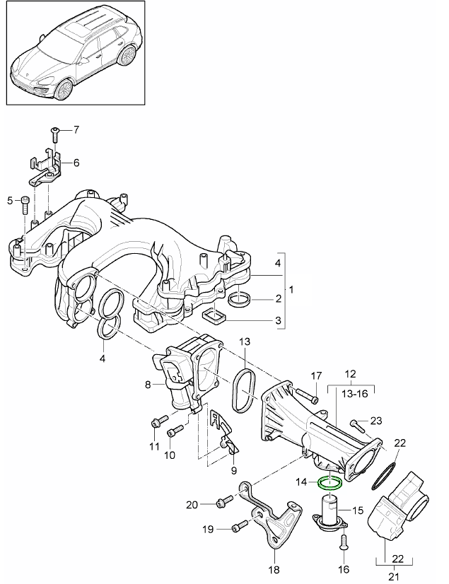 Porsche Cayenne Macan Panamera Air guide housing gasket 95811114900 ...