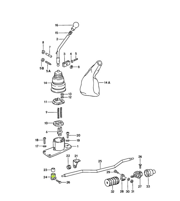 RennShift performance shift rod cup. Porsche 901/915/930 and 914 tail ...