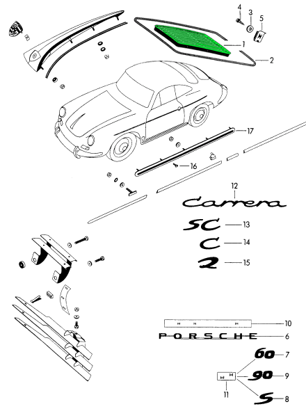 Porsche 356 Ventilation Grille for engine 64455904106, PCG55904106 ...