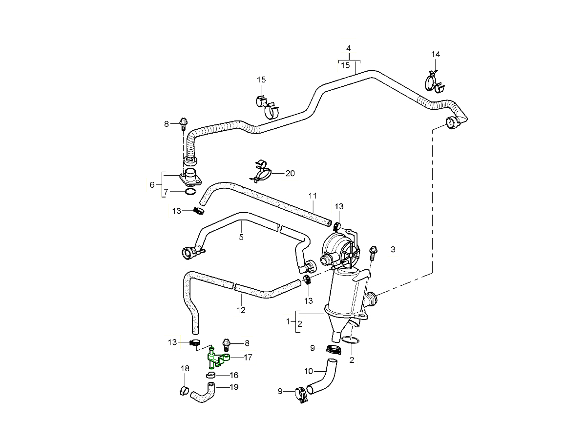 Porsche 996 / 997 HD Aluminium construction Coolant hose connector for ...