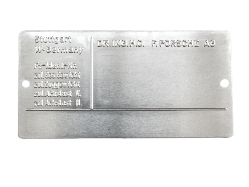 Porsche 911SC Chassis identification tag 00070110113 - 92870111100 ...