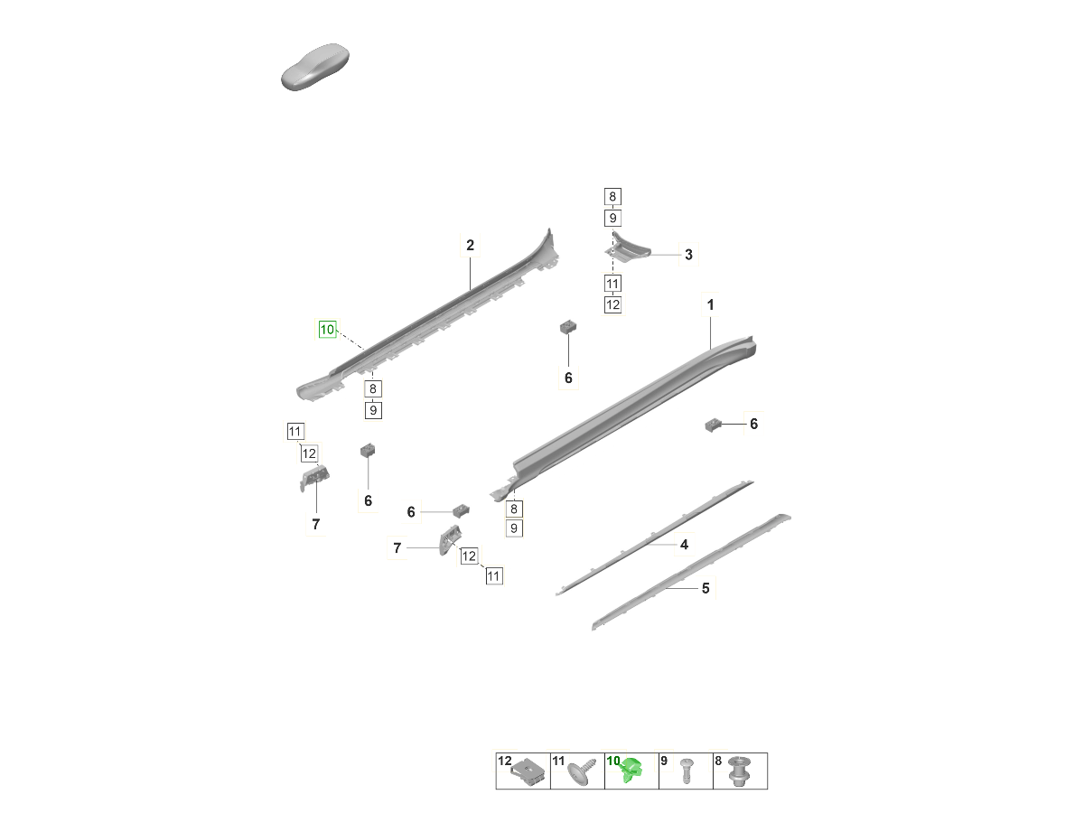 Porsche Taycan Retaining clip for side sill 9J1853755 - 9J1853755 ...