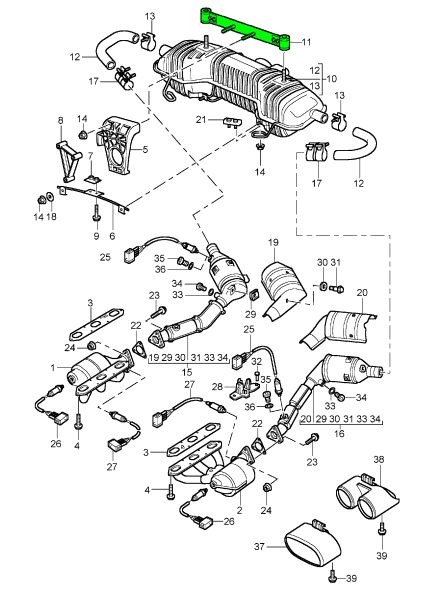 Porsche 986 Boxster Exhaust Muffler Support 99611124100 - 99611124100 ...