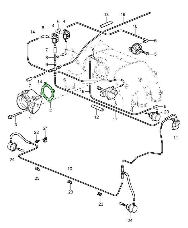 Porsche 997 GT3 Throttle body gasket 99711031990 - 99711031990/1 ...
