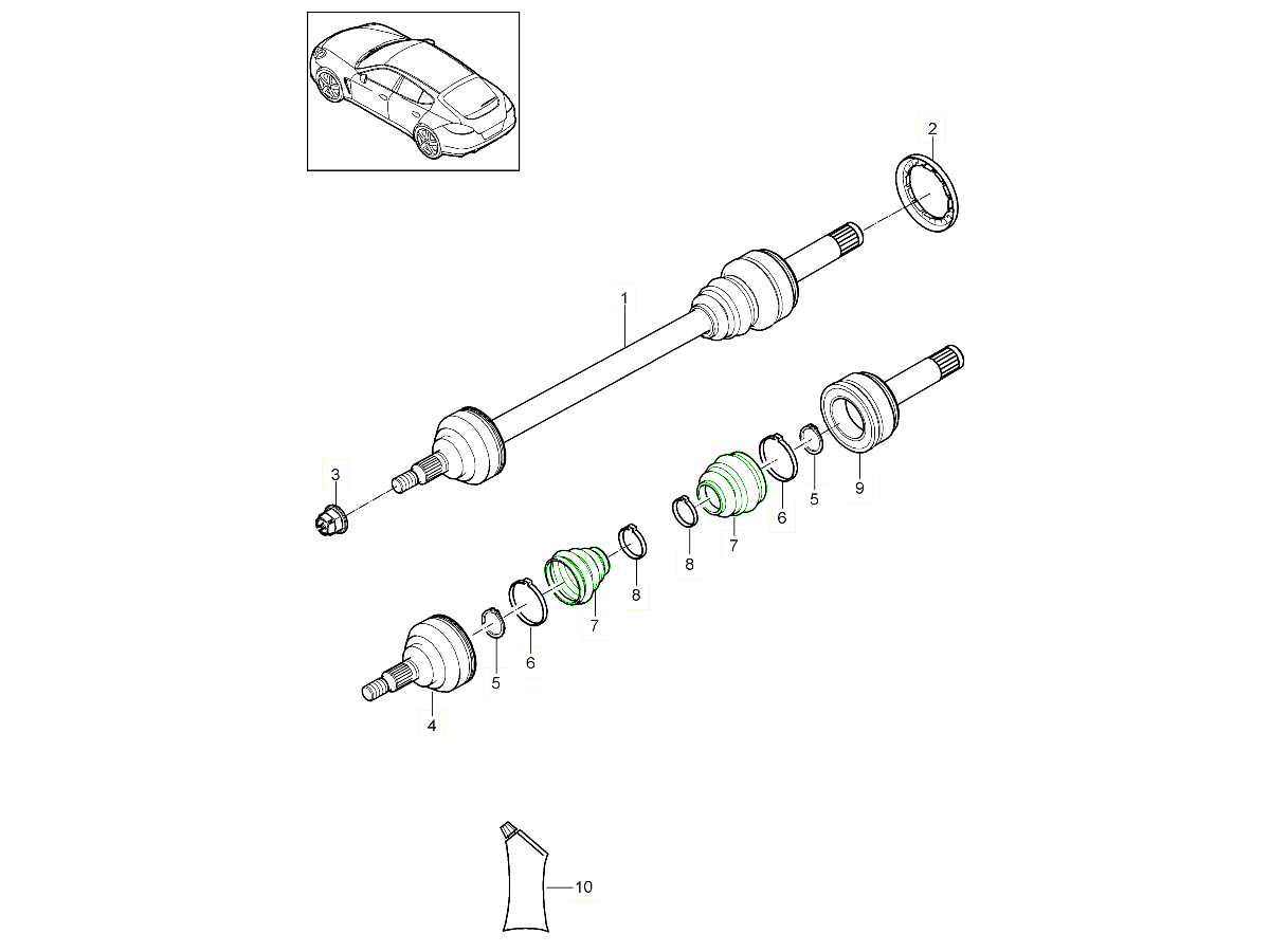 Porsche 970 982 Drive shaft CV joint bellow inner or outer 97033229300 ...