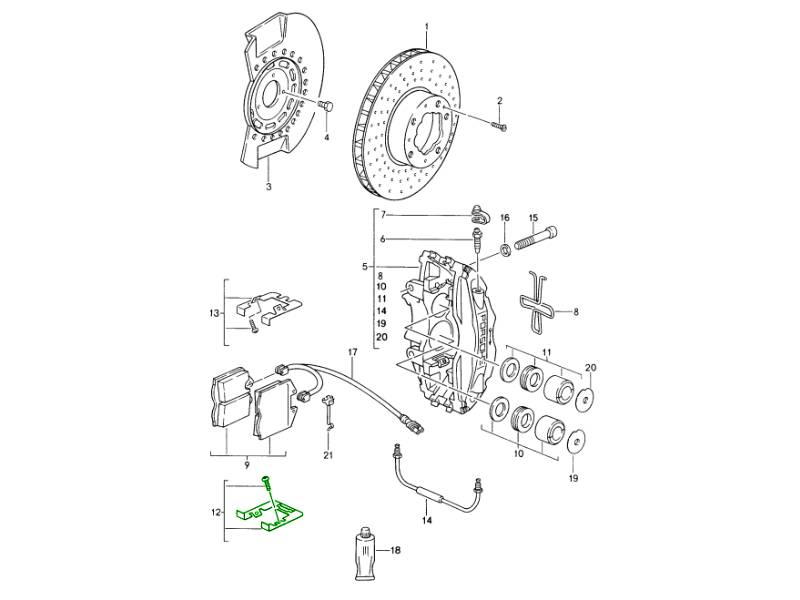 Front Brake Pad Guide Plate. Porsche 993 / 964 1989-98 99335195903 ...