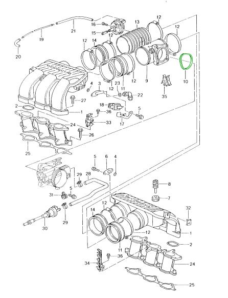 Throttle Body Gasket. Porsche 996 / 986 Boxster 1997-05 99611031752 ...