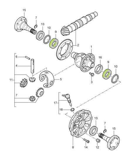 Differential taper roller bearing Right. Porsche 968 / 987 Boxster ...
