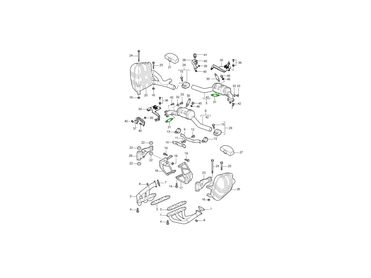 Lambda oxygen sensor kit before catalytic converter. Porsche 997.1 2006 ...