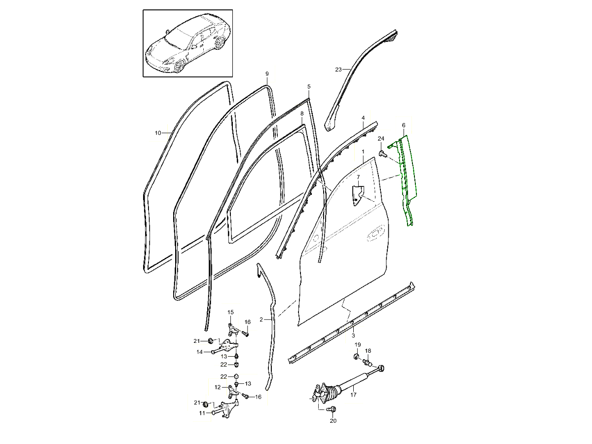 97053738102 97053738202 Front B Pillar Trim for Porsche Panamera 970 ...