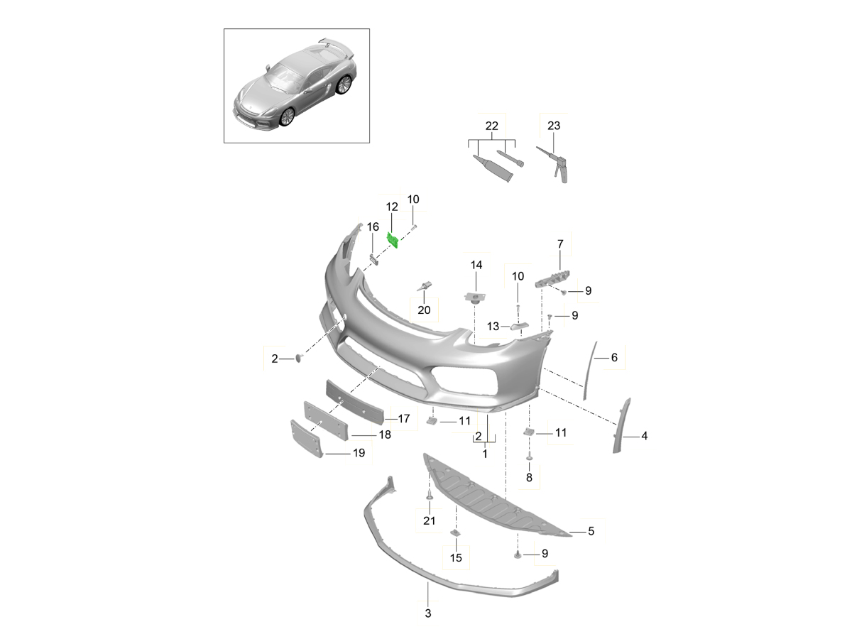 Porsche 981 Boxster Spyder Cayman GT4 Front bumper retaining plate ...