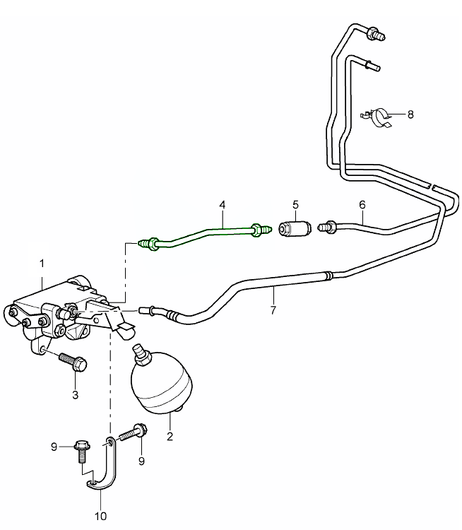 Porsche 996 Turbo Clutch slave cylinder pressure line 99631428805 ...