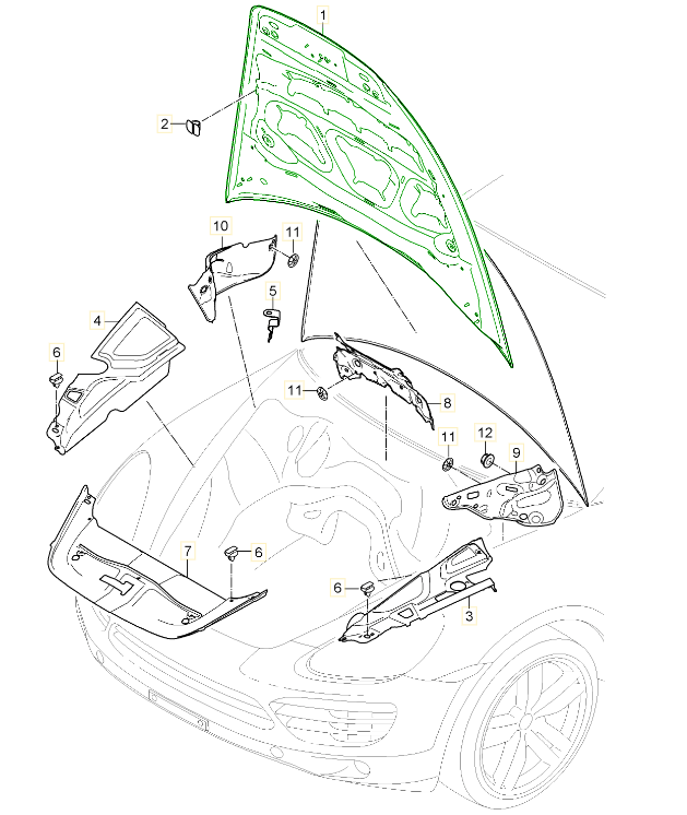 Porsche 958 Cayenne Front bonnet insulating mat 95855683100 ...