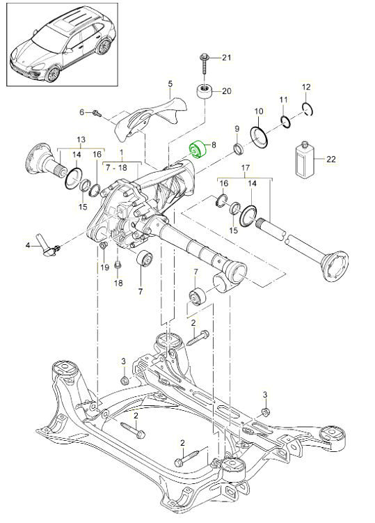 Original Porsche 95834933760 Front differential housing rubber mount ...