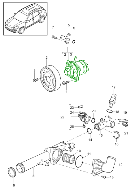 Porsche 958 Cayenne Water Pump 95810603303 - 95810603304 | Design 911