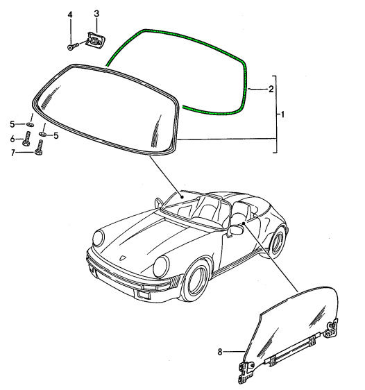 Front Screen Seal Porsche 911 Speedster 91154132300 - 91154132300 ...