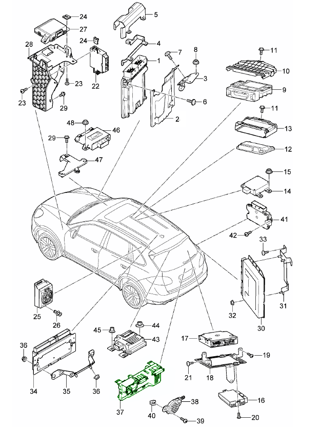Porsche 958 Cayenne Rear lid control unit 95861808004 - 95861808004 ...