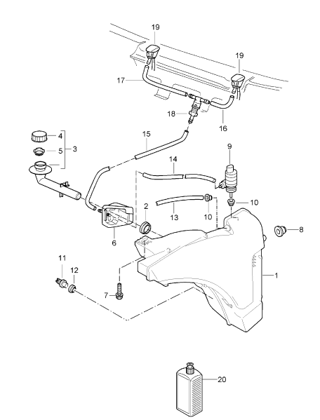 Porsche Boxster Cayman Windscreen Washer Reservoir Tank 99752870101 ...
